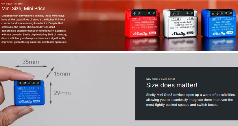 Shelly 1 Mini Gen3, Smart Home Automation Australia